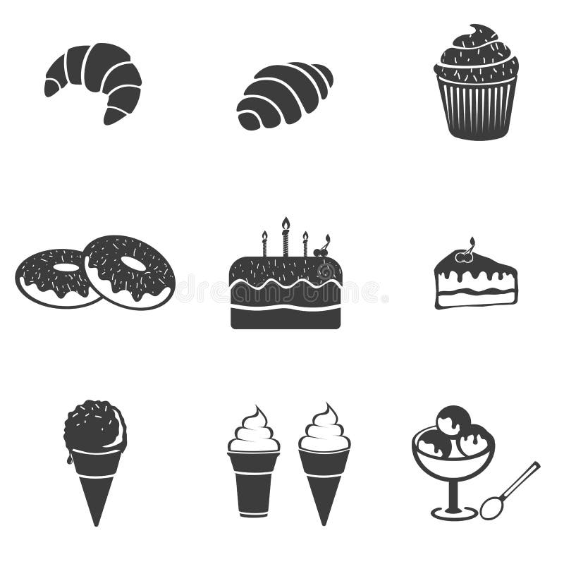 Pastry icon set. stock vector. Illustration of sponge - 41442877