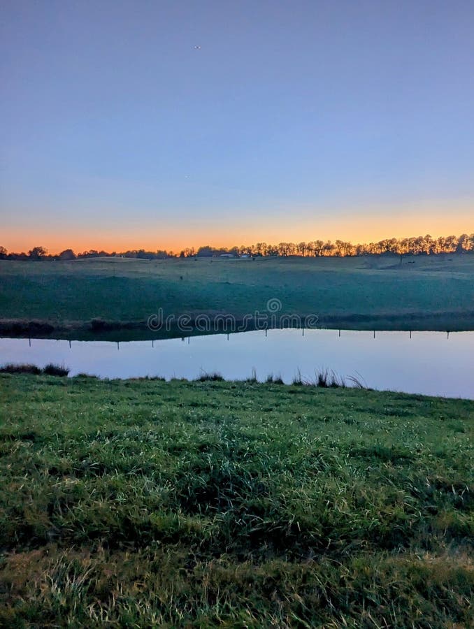 Pasture at Dusk on a Farm in North Carolina Stock Photo - Image of ...