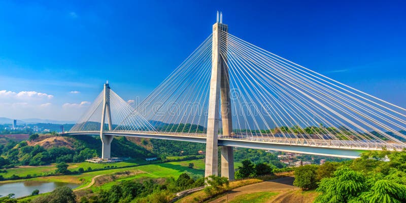A Pasupati Cable Stayed Bridge in the Clear Blue Sky in Bandung ...