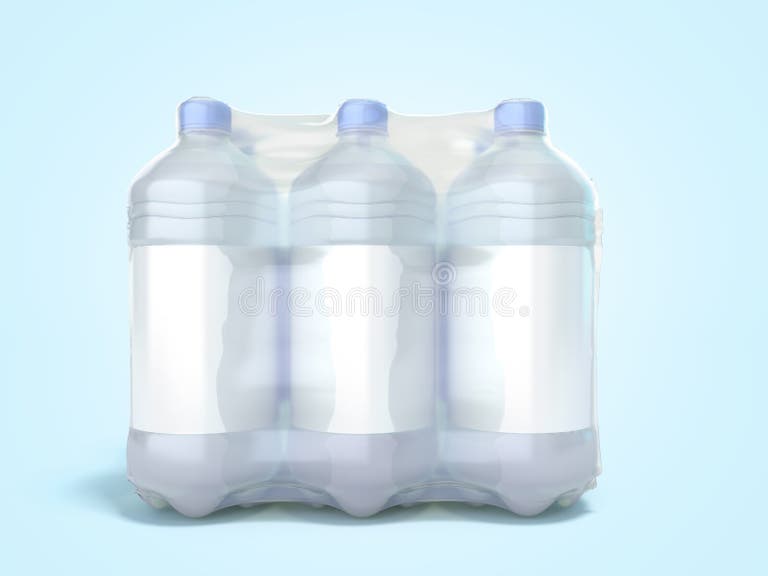 Pat Bottles in Wrapped Package 3d Render on Blue Stock Illustration ...