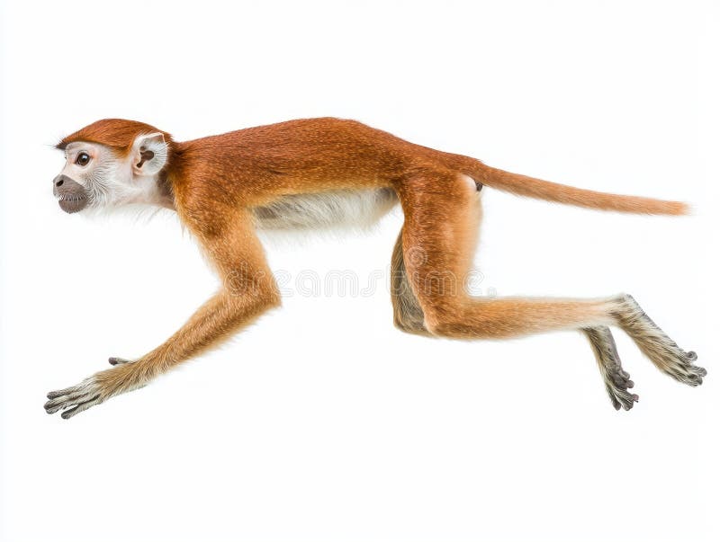 Patas Monkey Dashes Energetically, Its Long Limbs Fully Extended ...