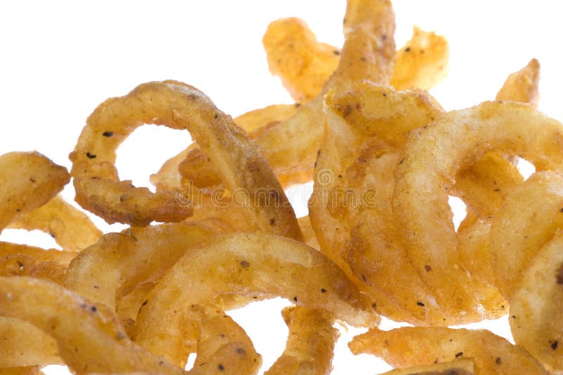Patatas Fritas Rizadas Aisladas Imagen de archivo - Imagen de alimento ...