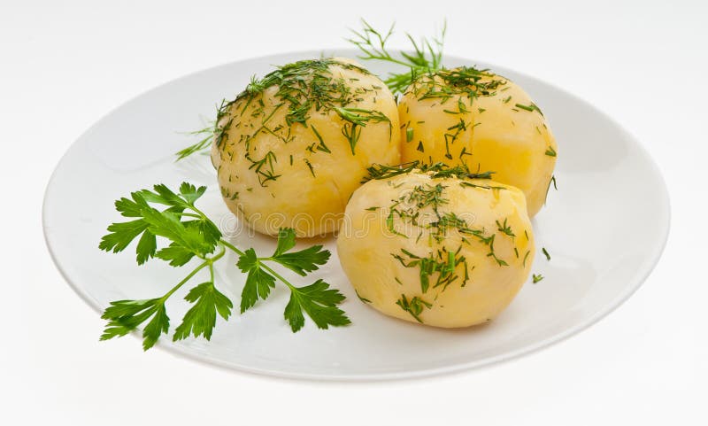 Patatas Hervidas Y Zanahorias Sobre Una Toalla En Un Plato De Fondo ...