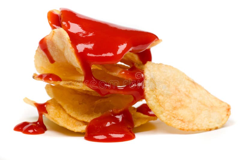 Patatine Fritte Con Ketchup Isolato Su Bianco Fotografia Stock ...