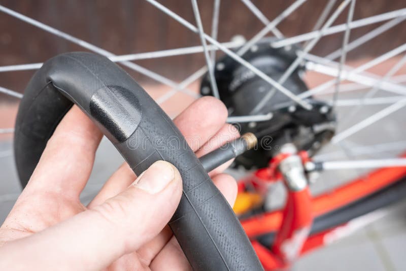 Patch Applied To a Bicycle Rubber Tire that Has Been Repaired after a ...