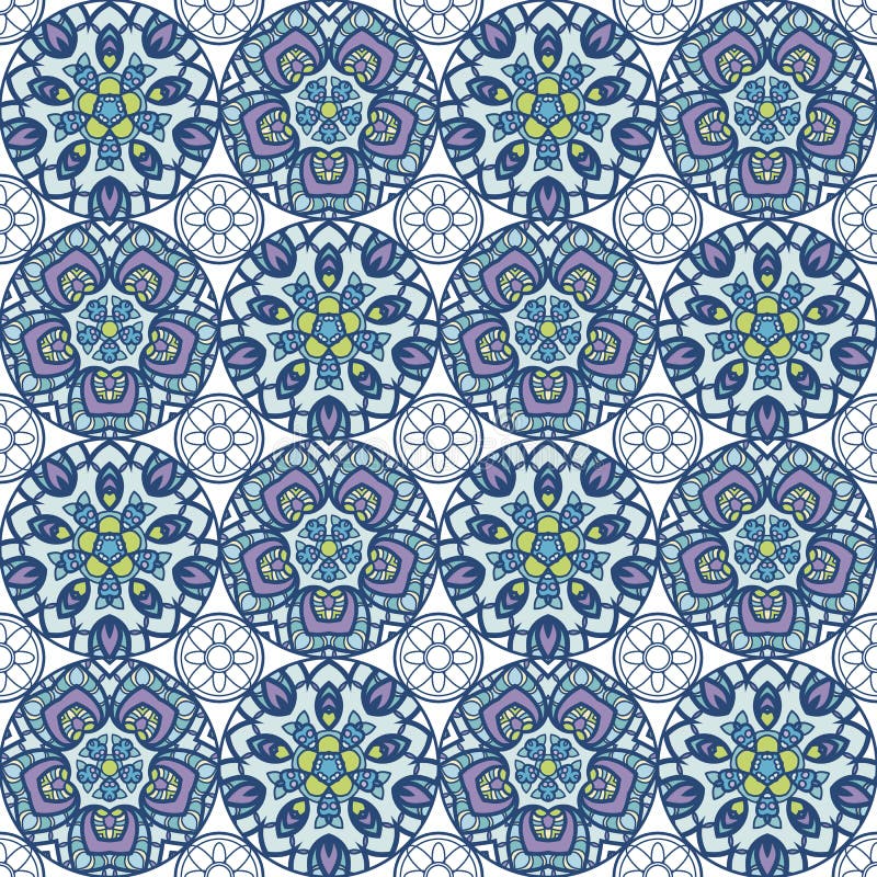 Patch Boho Flower Seamless Pattern. Mandala Patchwork, Oriental Design ...