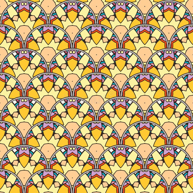 Patch Boho Flower Seamless Pattern. Mandala Patchwork, Oriental Design ...