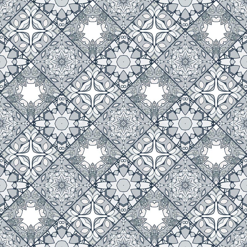 Patch Boho Flower Seamless Pattern. Mandala Patchwork, Oriental Design ...