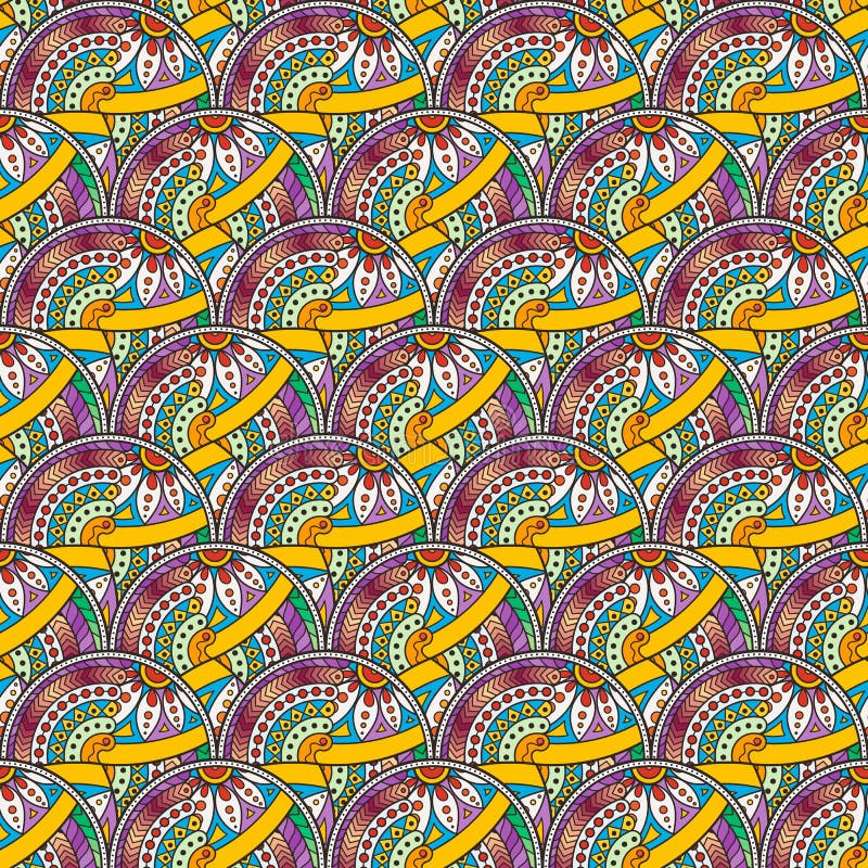 Patch Boho Flower Seamless Pattern. Mandala Patchwork, Oriental Design ...