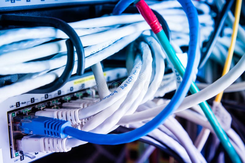 Patch Cables Connected To Data Router Stock Photo - Image of connect ...