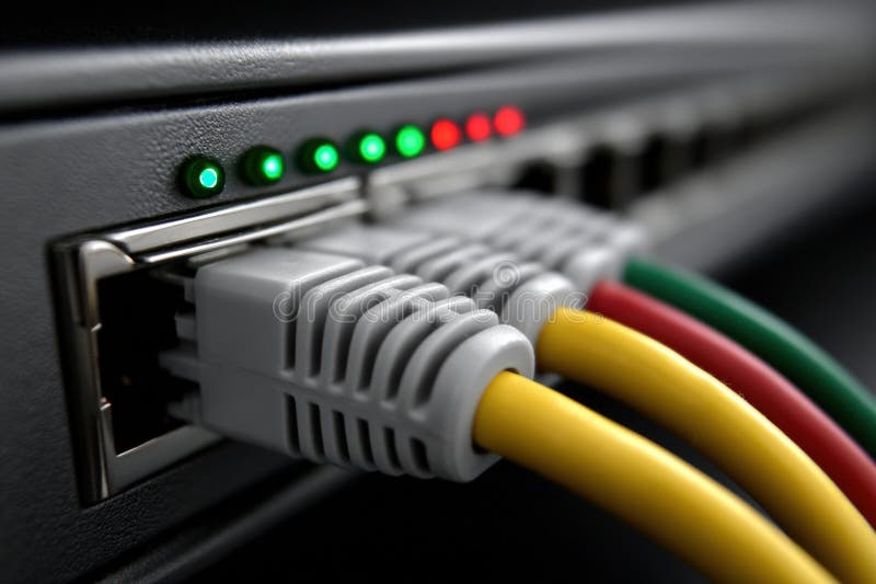 Patch Cords Connected To Network Equipment in a Well-lit Room with ...