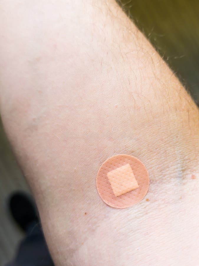 Patch on the Elbow after Giving Blood from a Vein. Concept for ...