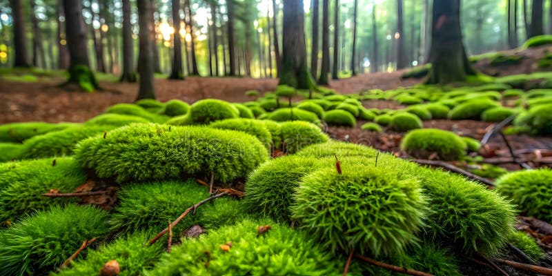 Patch of Moss Growing on Damp Green Forest Floor Stock Illustration ...