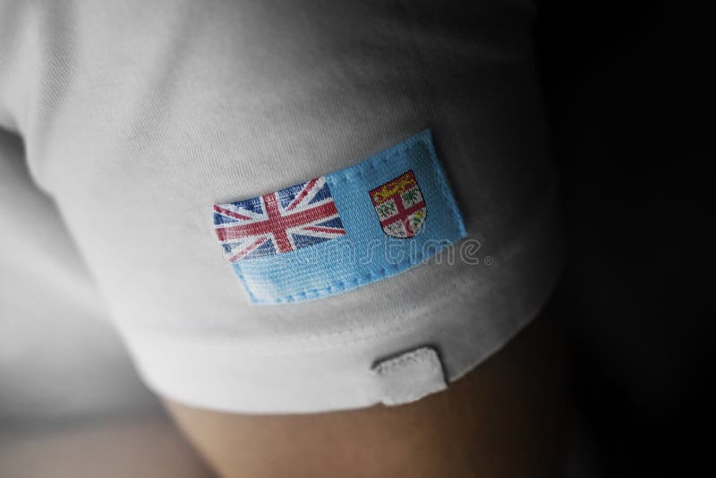 Patch of the National Flag of the Fiji on a White T-shirt Stock Photo ...