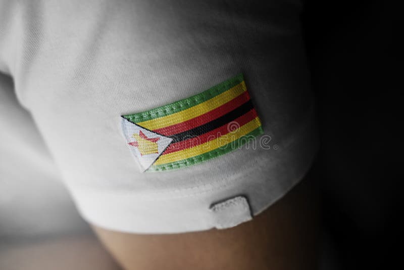 Patch of the National Flag of the Zimbabwe on a White T-shirt Stock ...