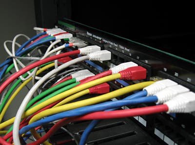Patch panel. stock photo. Image of metal, wires, rack, coloured - 916920