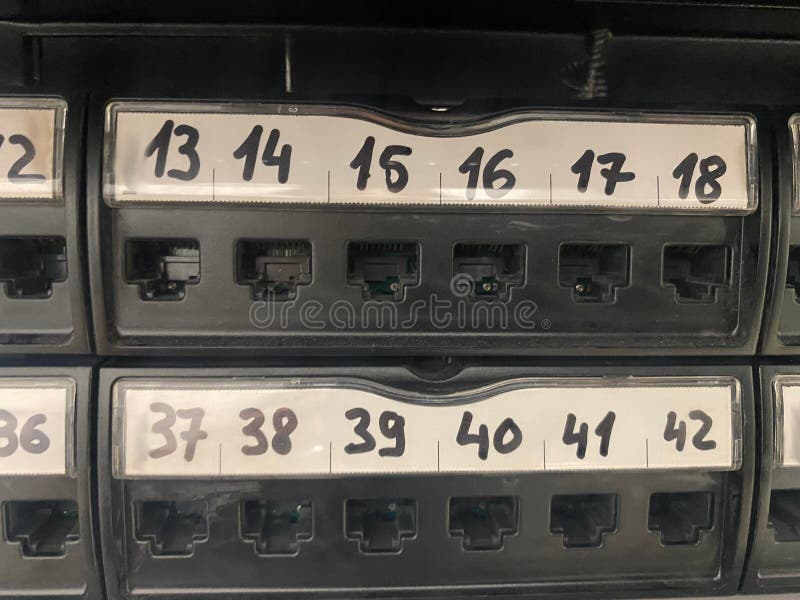 Patch Panel without Cables Closeup View with Selective Focus on ...