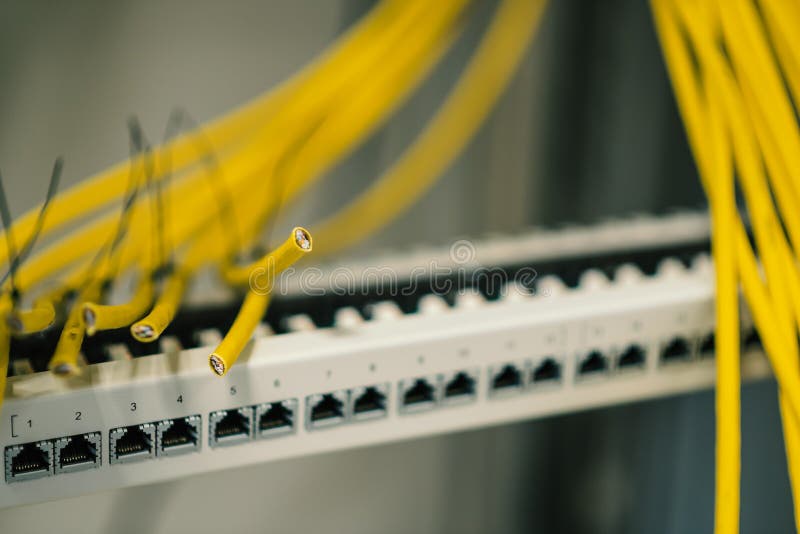 Patch Panel with Cables, Switching, Data Network Deployment Stock Image ...
