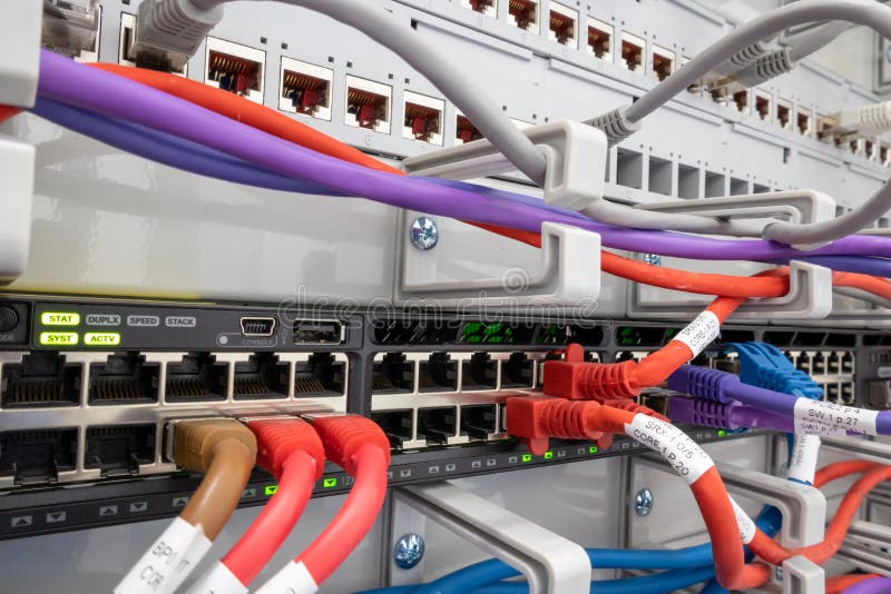 Patch Panel, Internet Cables Stock Photo - Image of server, industrial ...
