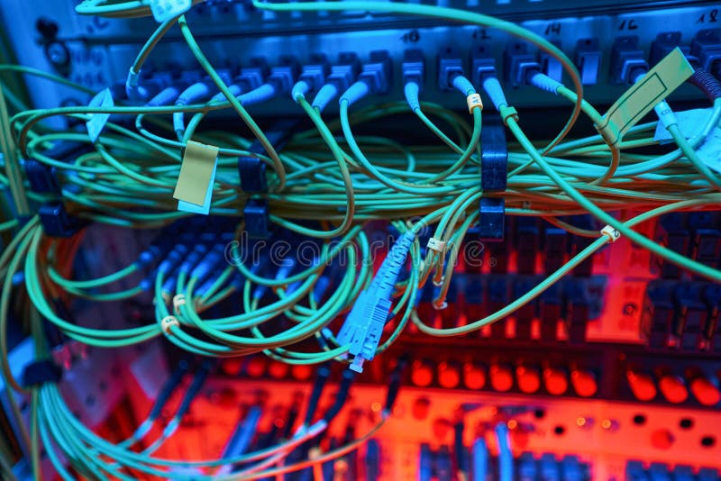 Patch Panel of Server Cabinet with Network Cables Stock Image - Image ...