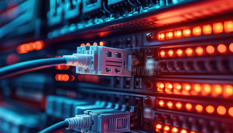 Patch Panel and Switch for Fiber Optic Network Cables Stock Image ...