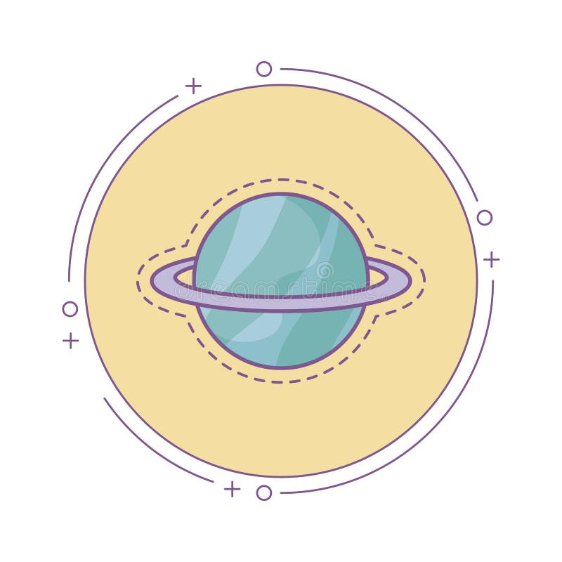 Patch of Saturn Planet in Frame Circular Stock Illustration ...