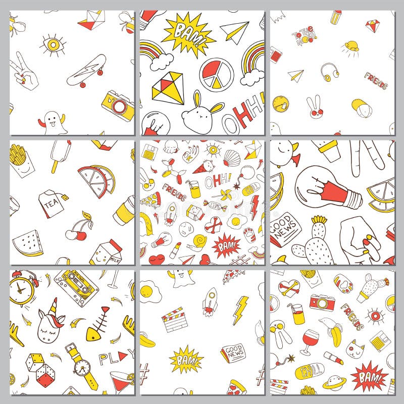 Patch Set on White Background. Vector Illustration Stock Illustration ...
