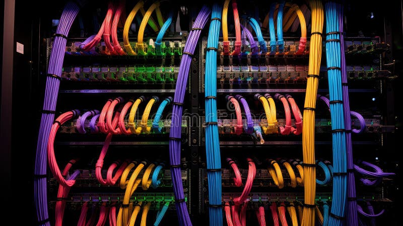 Patch server room cables stock illustration. Illustration of rack ...