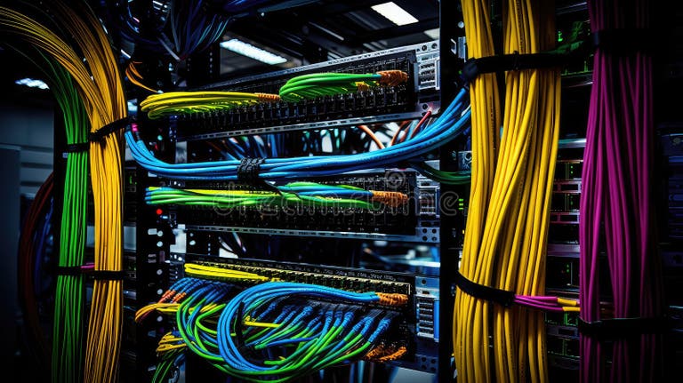 Patch server room cables stock illustration. Illustration of fiber ...