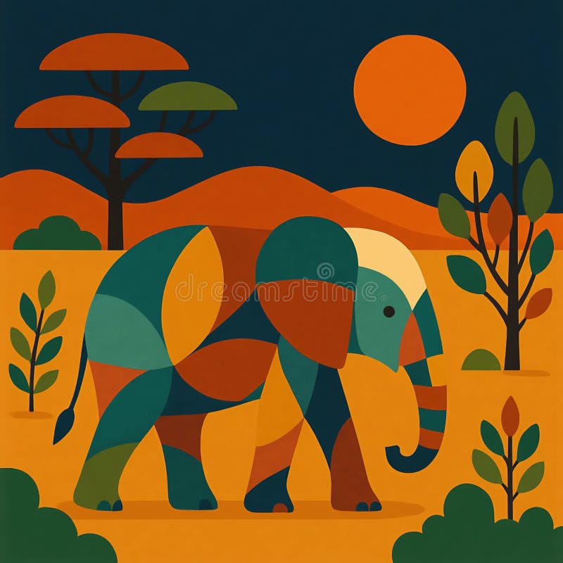 A patch-work elephant stock illustration. Illustration of leaf - 380083316