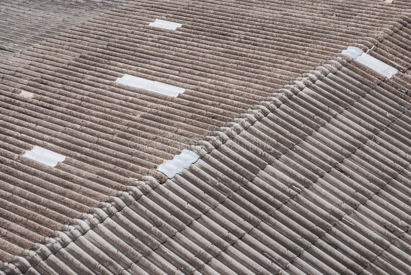 Patched Gray Dirty Wavy Cement Roof Stock Photo - Image of metal ...