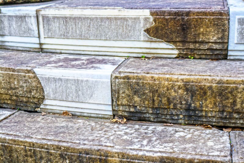 Patched and Mis-matched Marble Steps in Olympia Ancient Greece Stock ...