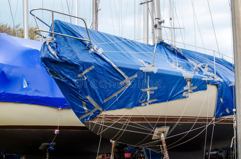 Patched up boat cover stock image. Image of winter, safe - 28151055