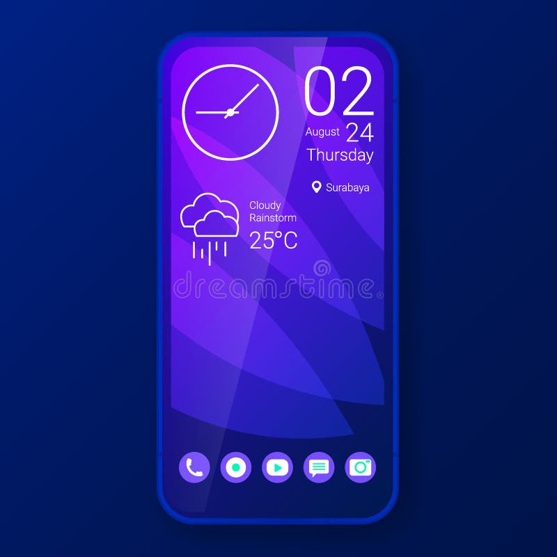 Patches Elegant Home Screen Realistic Smartphone User Interface Stock ...