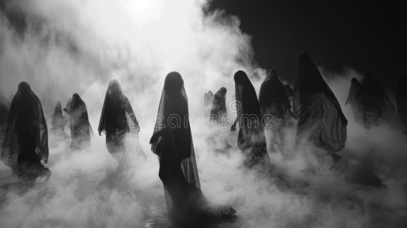 Patches of Mist Take on the Shape of Ghostly Figures Drifting and ...