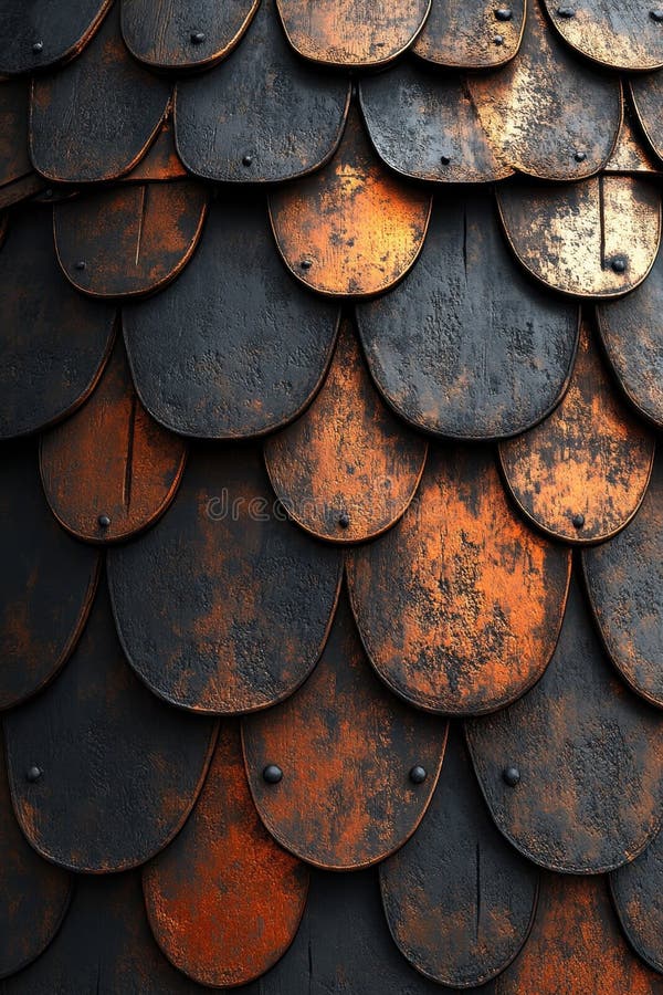 Rustic Metallic Roof Tiles Exhibit Intricate Patterns of Weathered ...