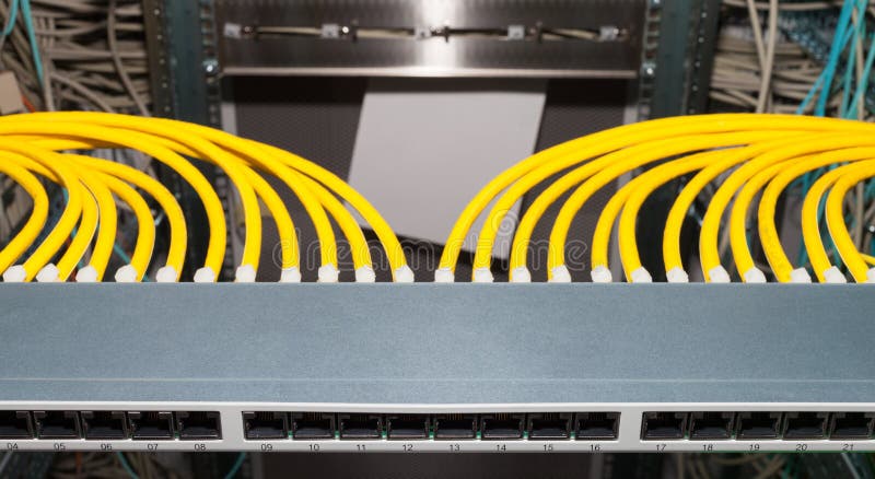 Network Patch Panel in a Data Center Stock Photo - Image of cluster ...