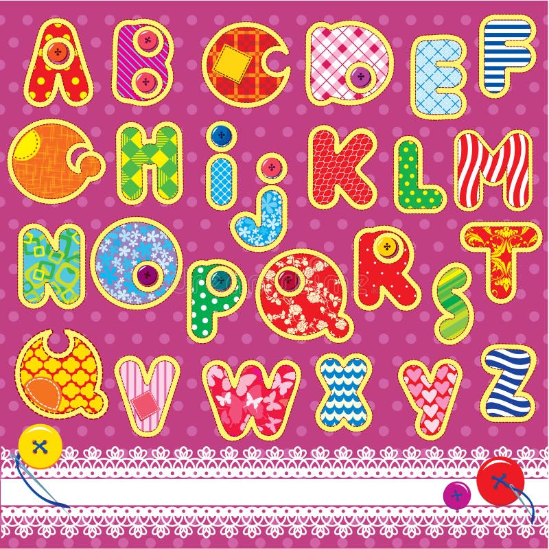 Alphabet Patchwork stock illustration. Illustration of cotton - 25644253