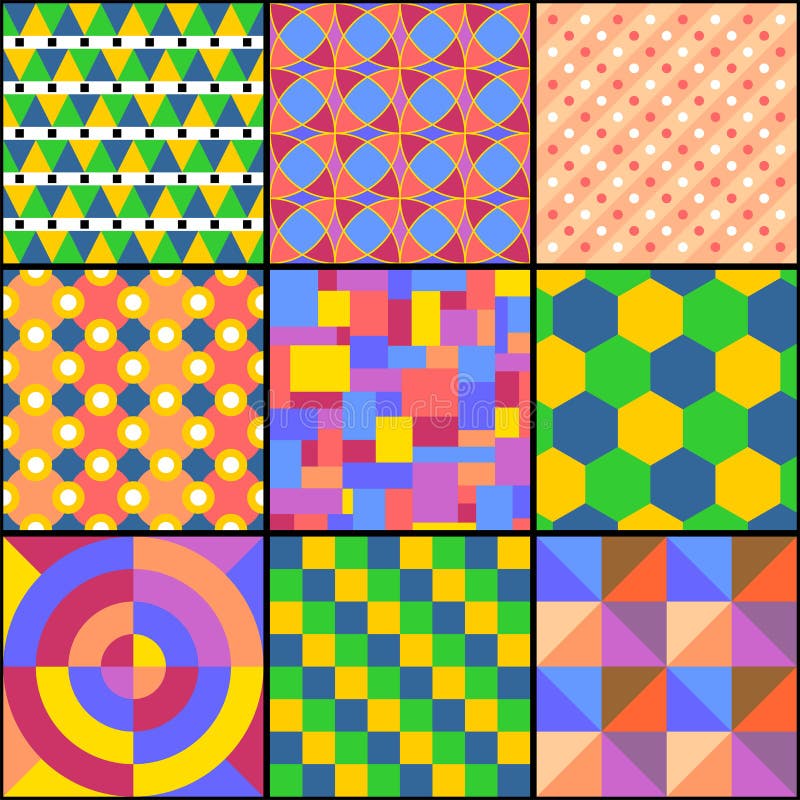 Patchwork with Abstract Multicolored Geometric Patterns. Print for Fabric and Textile Stock ...