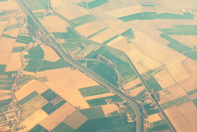Aerial View Agricultural Landscape Patchwork Fields Rectangular Plots ...