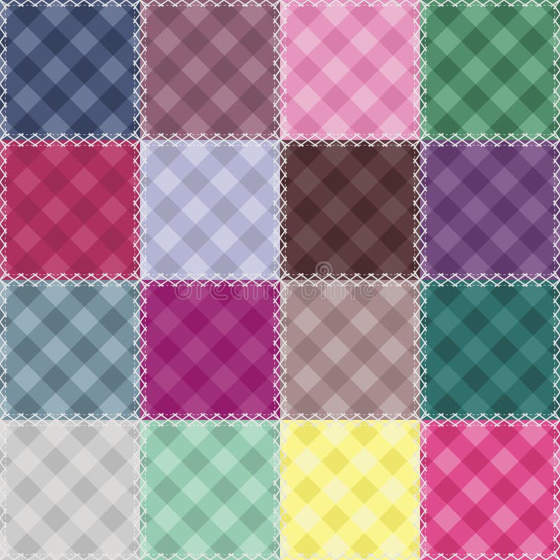 Patchwork Background with Checked Patterns Stock Illustration ...