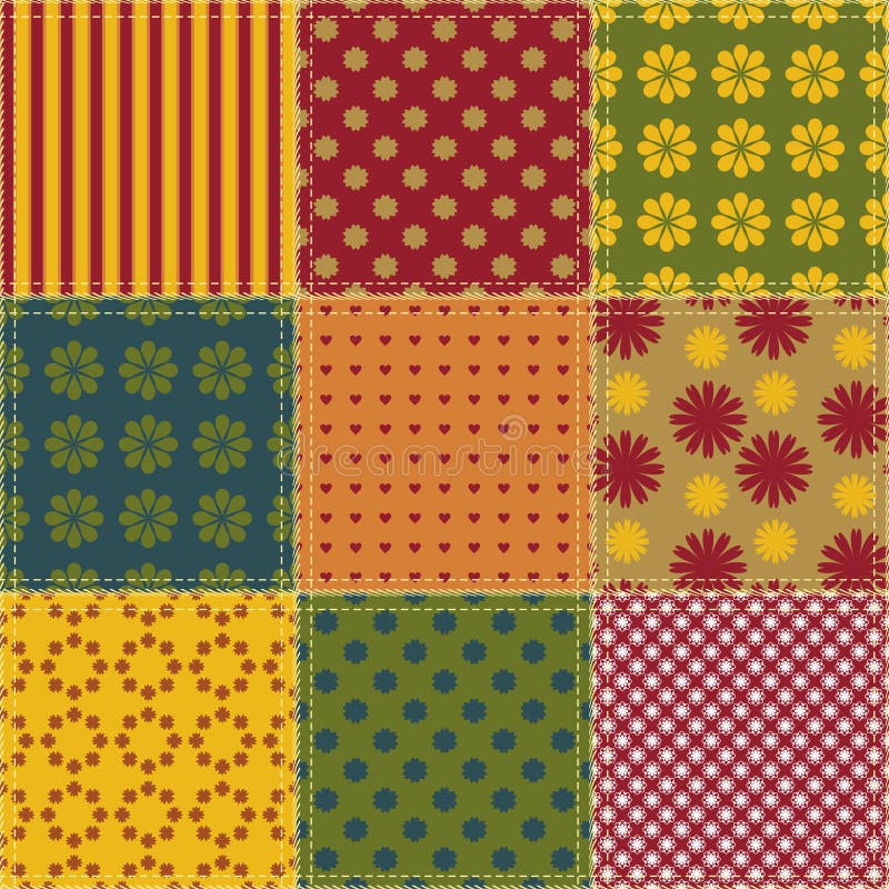Patchwork Background with Different Patterns Stock Illustration ...