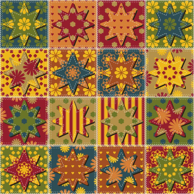 Patchwork Background with Different Patterns Stock Illustration ...