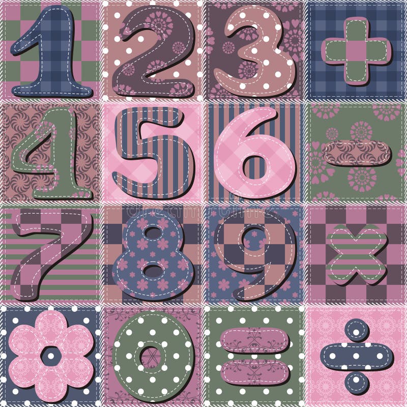 Numbers Patchwork Style Stock Illustrations – 100 Numbers Patchwork ...