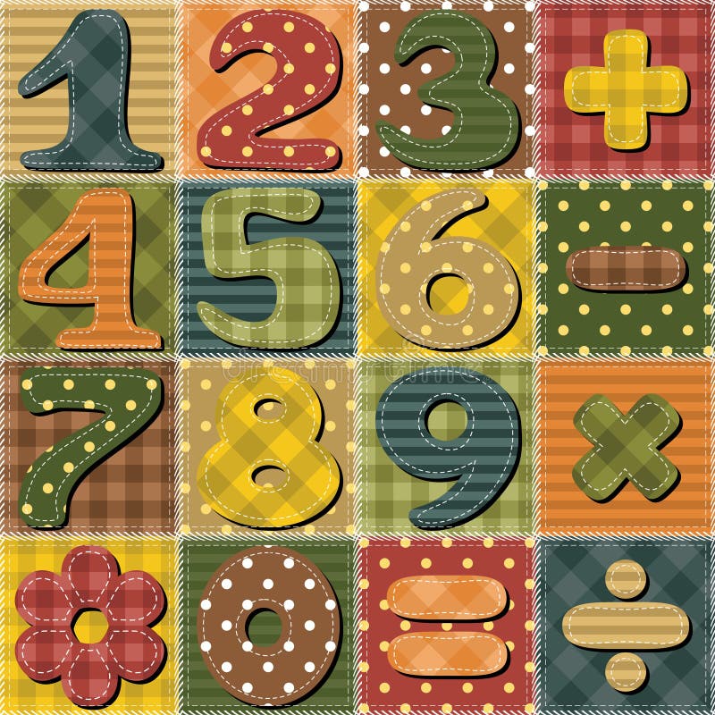 Numbers Patchwork Style Stock Illustrations – 101 Numbers Patchwork ...