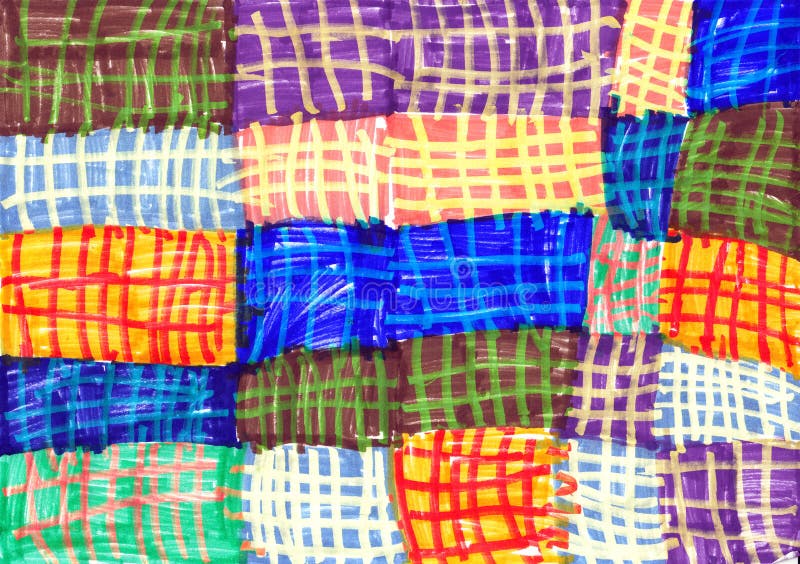 Patchwork Background Hand Drawn Eith Color Pens, Colorful Rectangles ...
