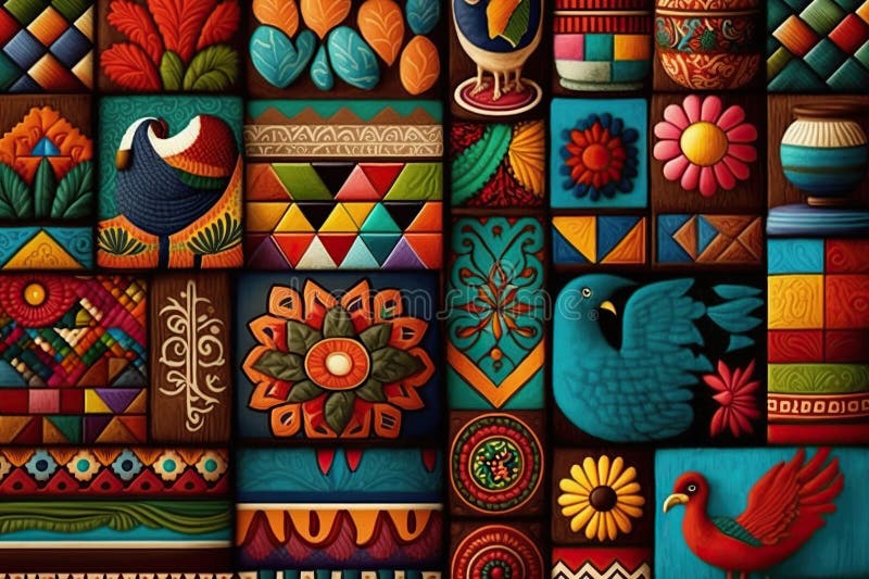 Patchwork Background of Mexico, Concept of Multiculturalism, Created ...