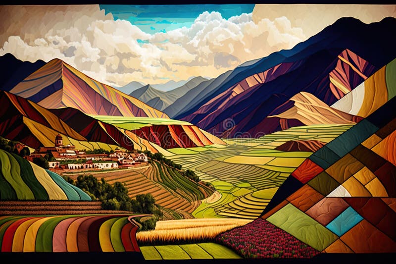 Patchwork Background of Peru, Concept of Textile Art, Created with ...