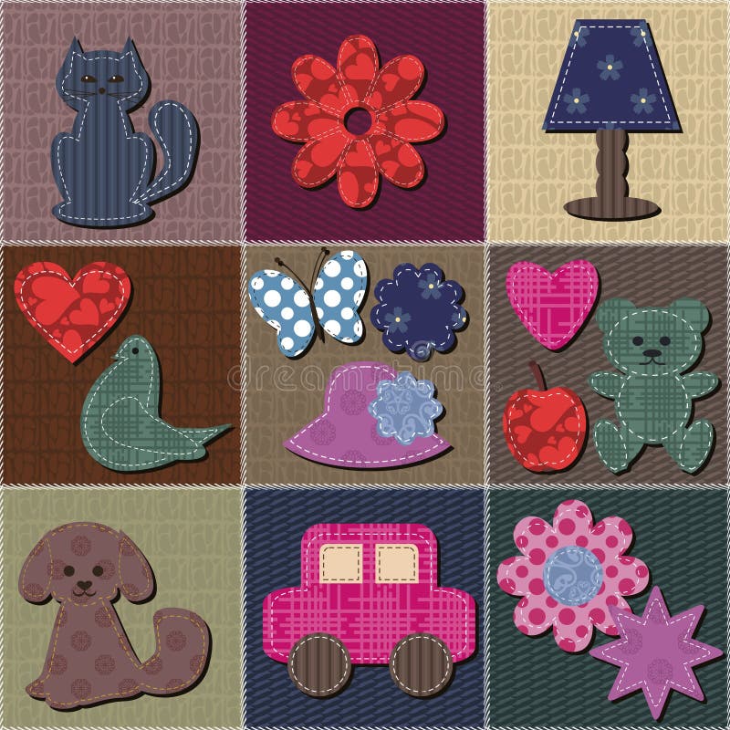 Patchwork Scrapbook Alphabet Stock Illustration - Illustration of motif ...