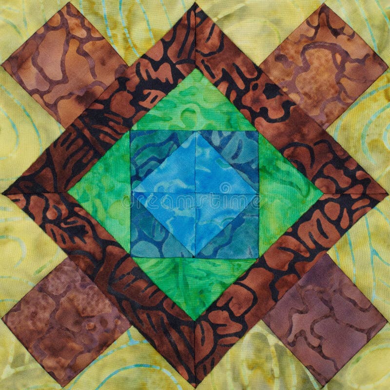 Patchwork Block from Pieces of Fabrics, Detail of Quilt Stock Photo ...